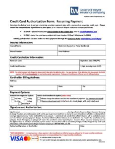 TW Recurring CC Auth Form | Tuscarora Wayne Insurance Company